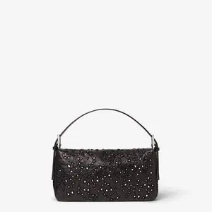 Fendi Baguette® 26424 Crackled Black Leather Bag With Wedge-shaped Mirrors